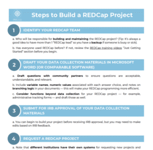 Steps to Build a REDCap Project - Center for Indigenous Health
